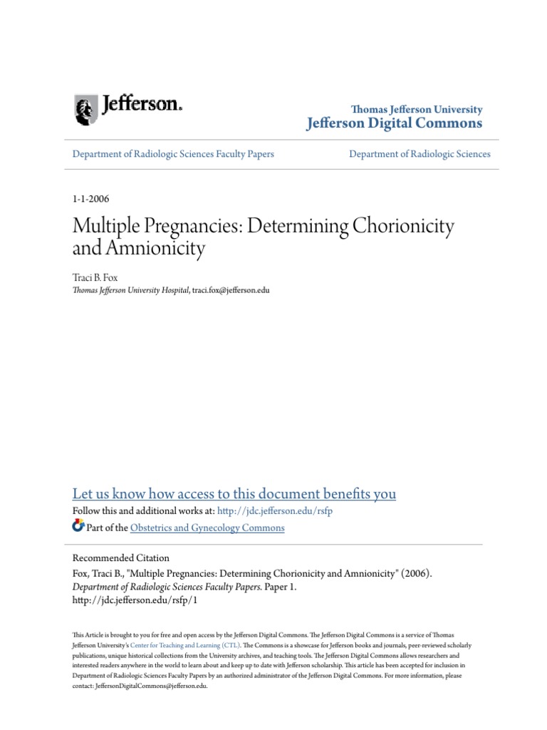 Multiple Pregnancies: Determining Chorionicity and Amnionicity | PDF ...