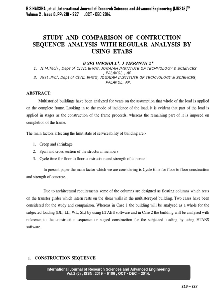 Construction Sequence Analysis in ETABS | PDF | Geotechnical ...