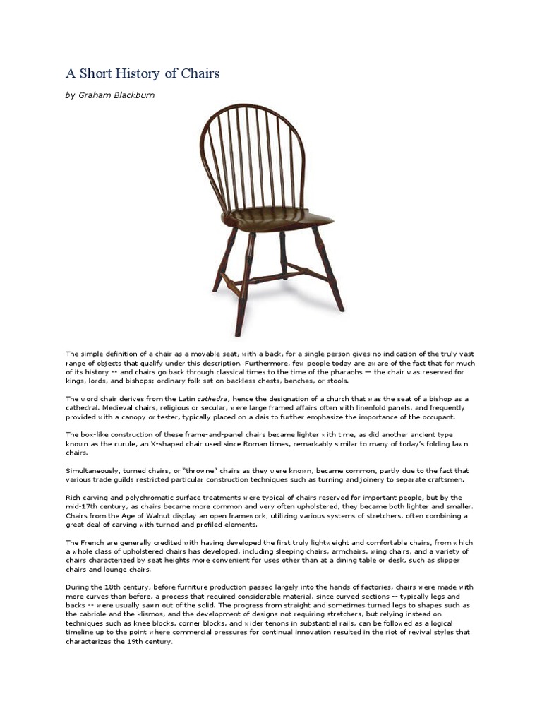 A Short History of Chairs | PDF | Chair | Furniture