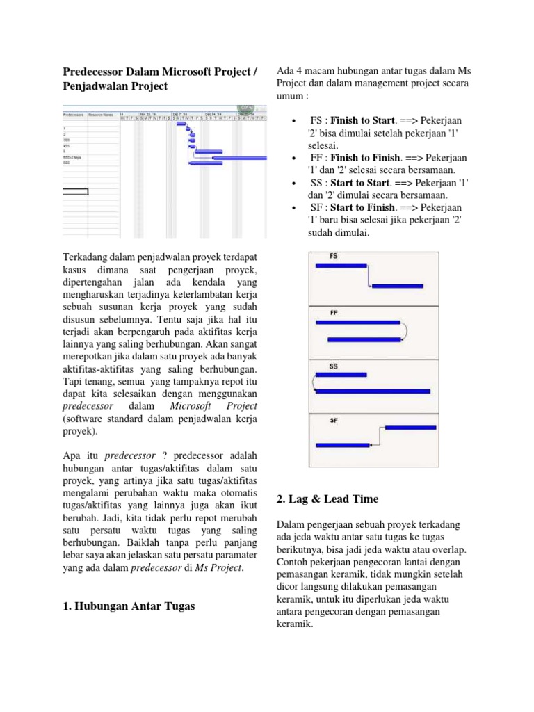 Predecessor Dalam Microsoft Project | PDF
