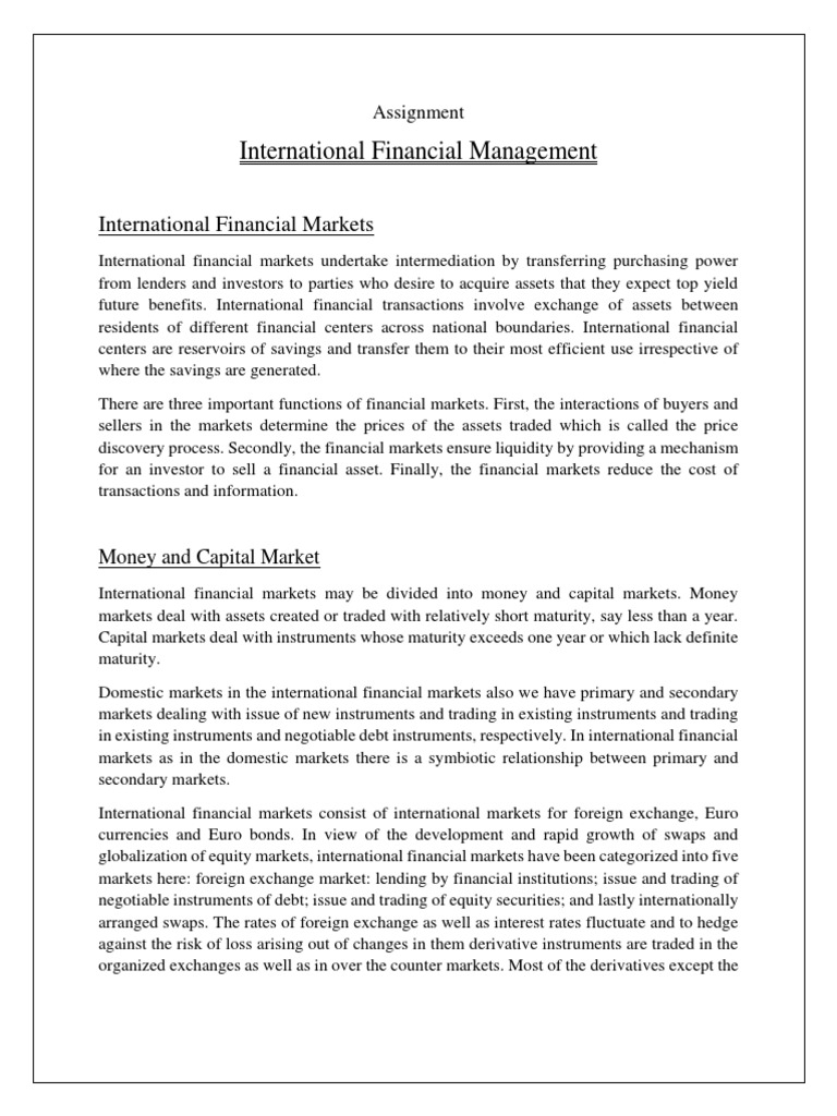Overview of International Financial Markets | PDF | Bonds (Finance ...