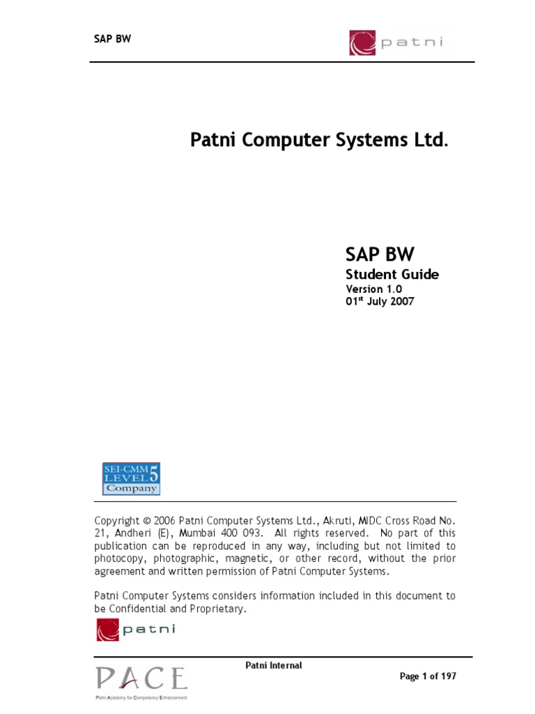 Patni Computer Systems LTD.: Student Guide | PDF | Data Warehouse | Databases