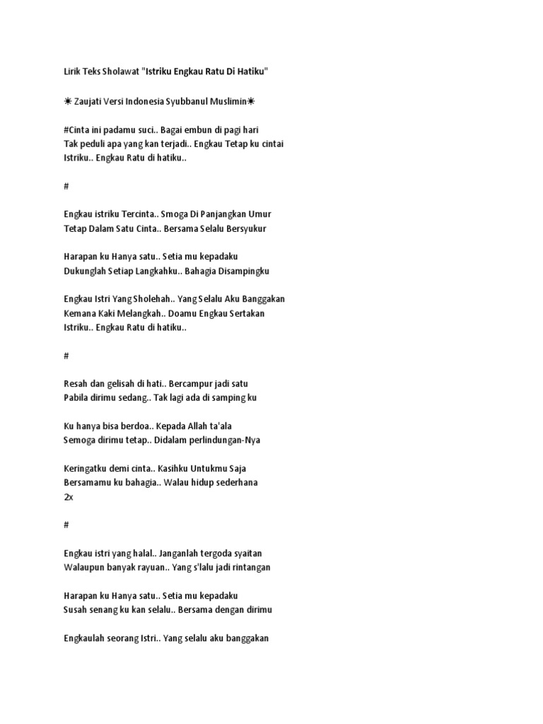 Lirik Istriku Engkau Ratu Di Hatiku Pdf