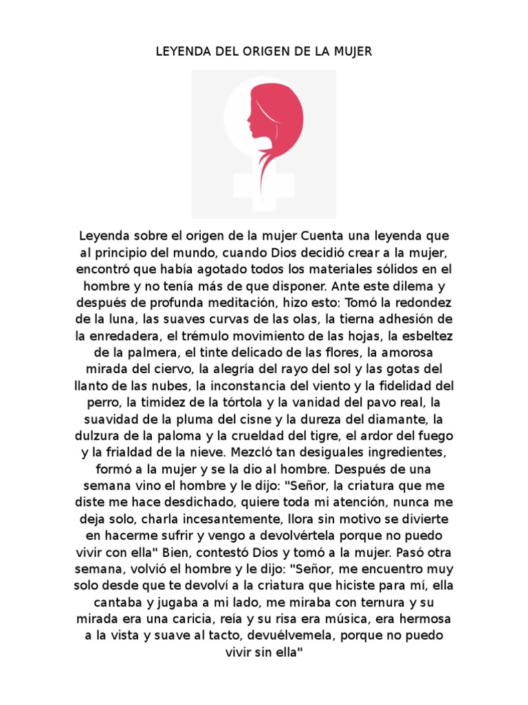 Leyenda Del Origen de La Mujer | PDF