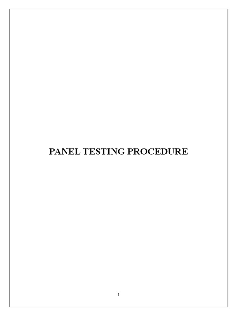 Panel Testing Procedure 1 | PDF | Insulator (Electricity) | Relay