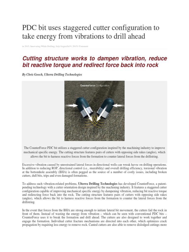 Ulterra CounterForce PDC Bit | PDF | Drilling Rig | Drill