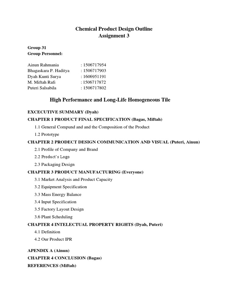 Chemical Product Design Outline | PDF