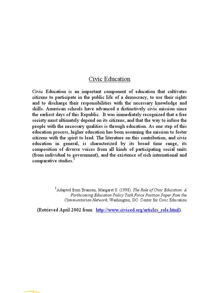 Civic Education Pdf Service Learning Civic Engagement