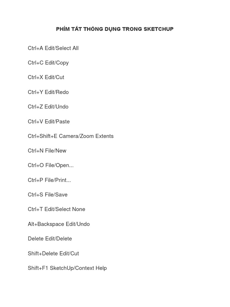 Sketchup Keyboard Shortcuts Guide | PDF