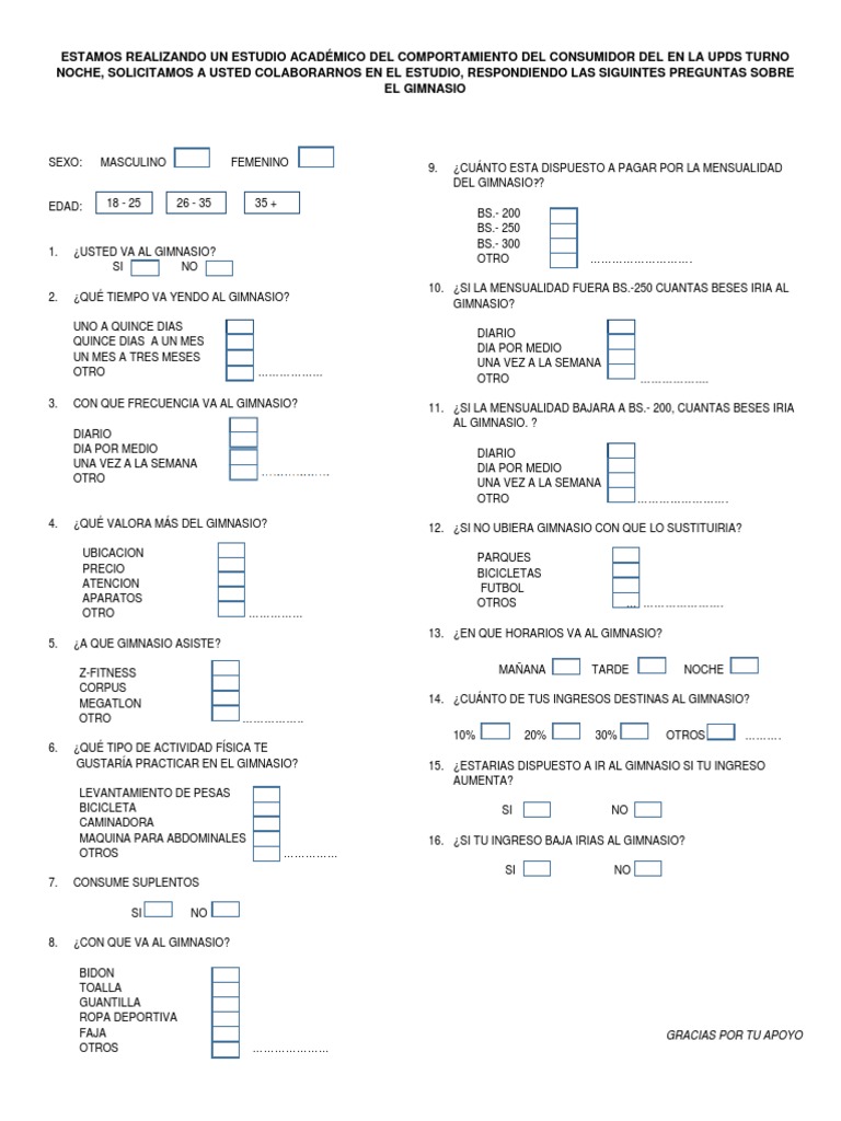 Encuesta Gym | PDF