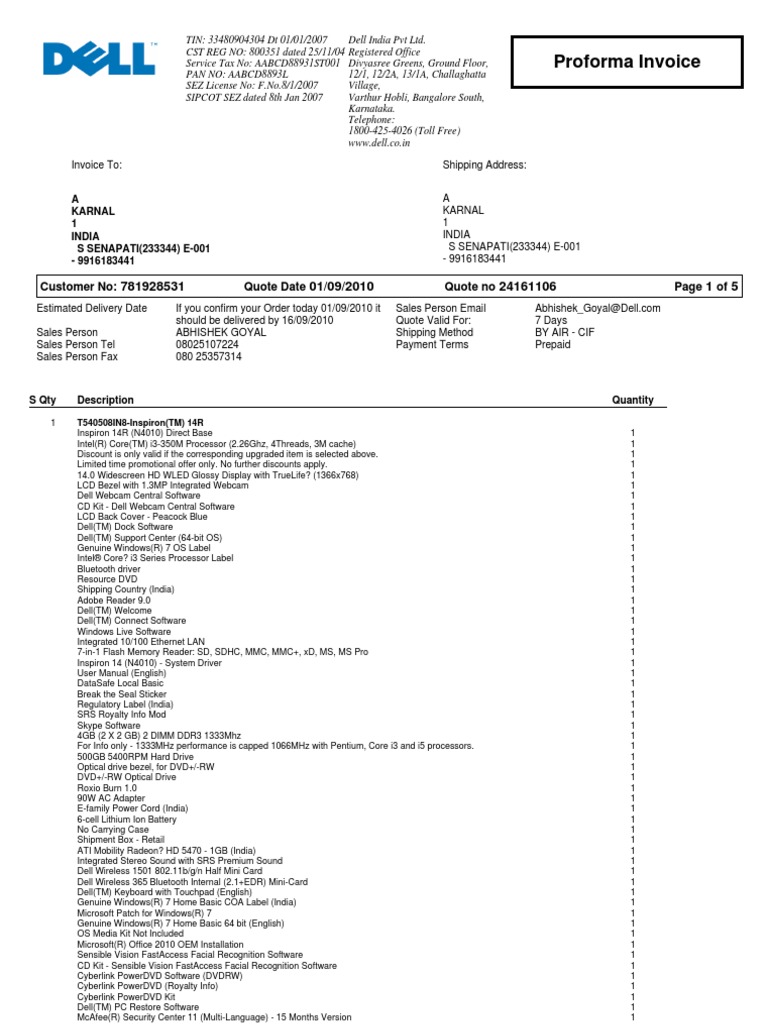 Dell Proforma | PDF | Secure Digital | Cheque