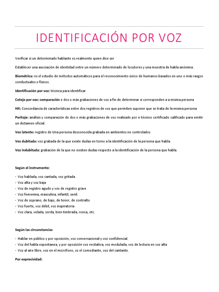 Identificación Por Voz | Voz humana | Sonido