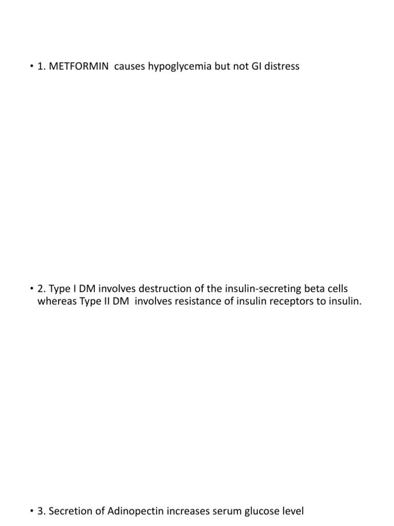 METFORMIN Causes Hypoglycemia But Not GI Distress | PDF
