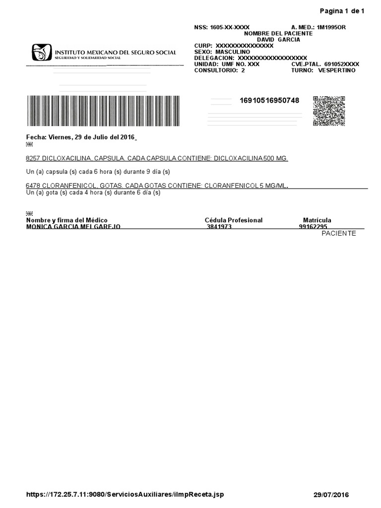Receta Imss 2016 | PDF