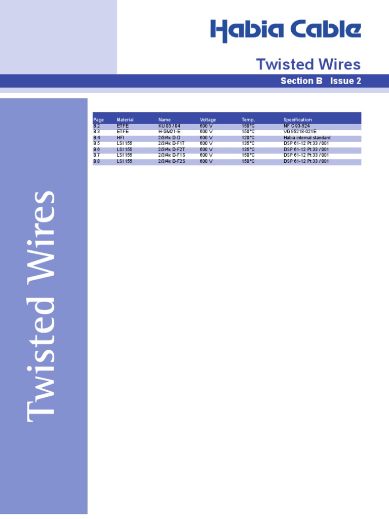 Habia Twisted Wires Specifications | PDF | Alternating Current ...