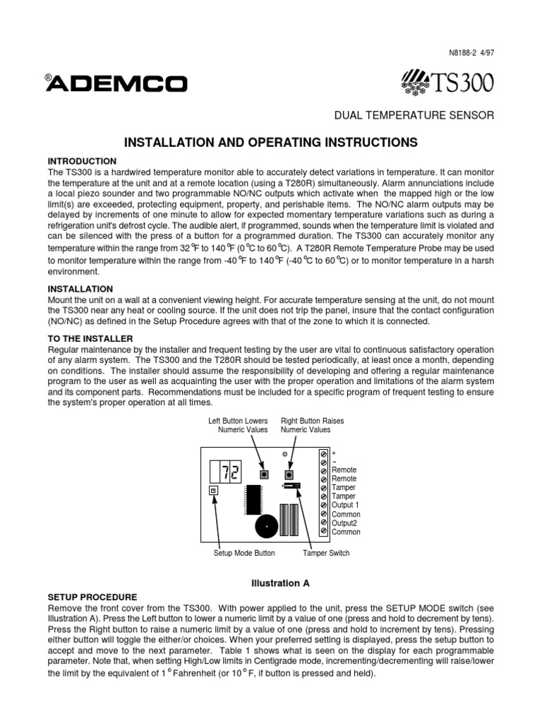 Installation and Operating Instructions: Dual Temperature Sensor | PDF ...