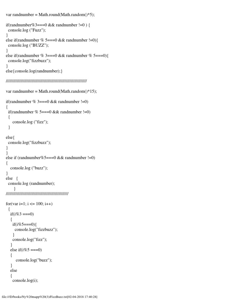 Fizz Buzz Pdf