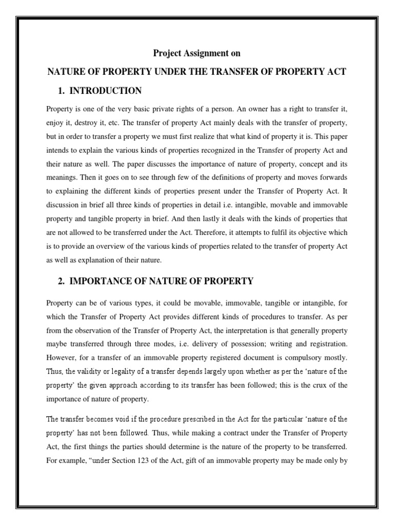 Final-Nature of Property Under The Transfer of Property Act | PDF ...