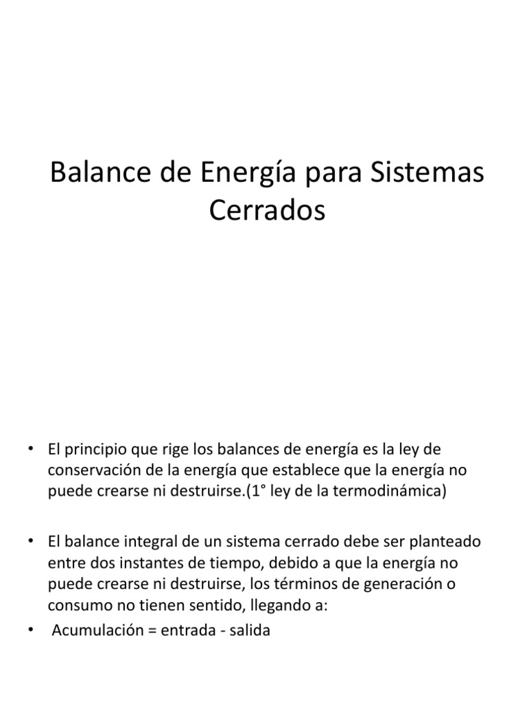 Balance de Energía para Sistemas Cerrados | PDF