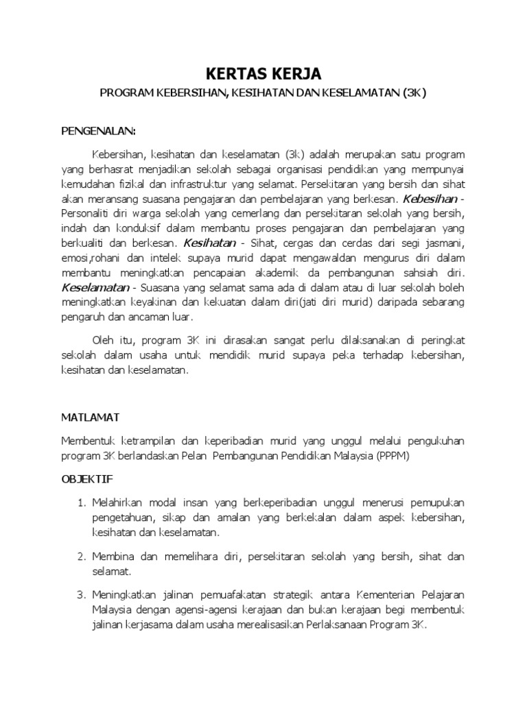 Kertas Kerja 3K | PDF