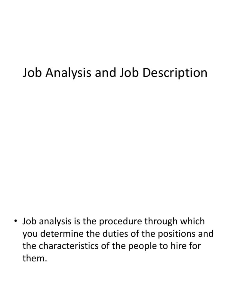 Job Analysis and Job Description | Specification (Technical Standard ...
