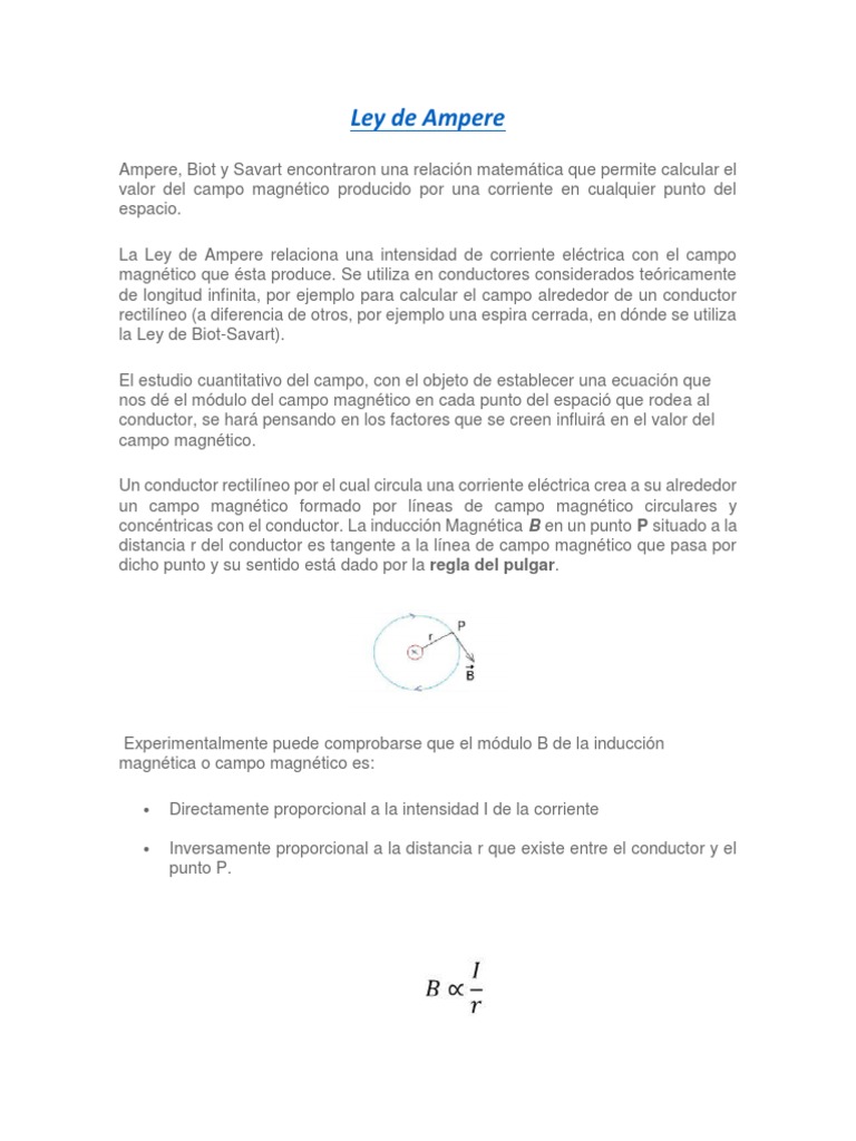 Ley de Ampere | PDF | Campo magnético | Corriente eléctrica