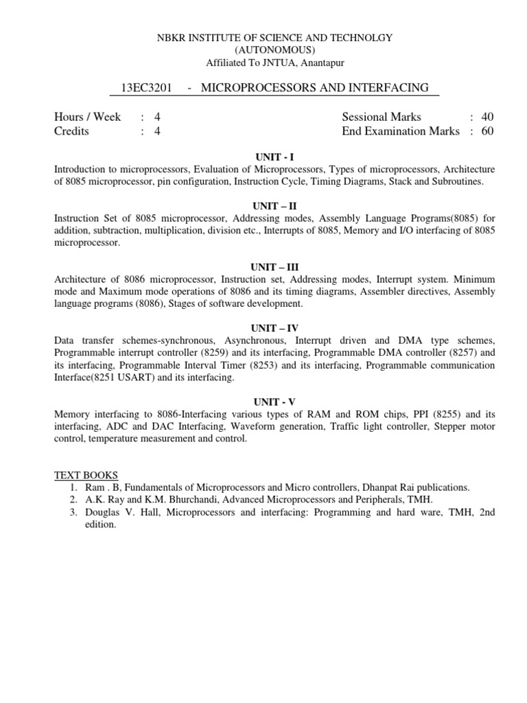 5 - Microprocessors and Interfacing | PDF