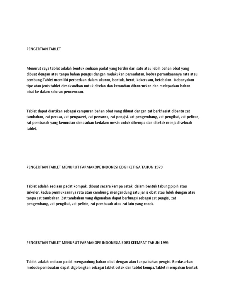 Pengertian Tablet | PDF