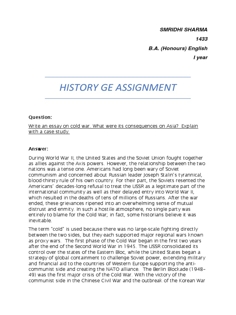 HISTORY Cold War Assignment | PDF | Vietnam War | North Vietnam