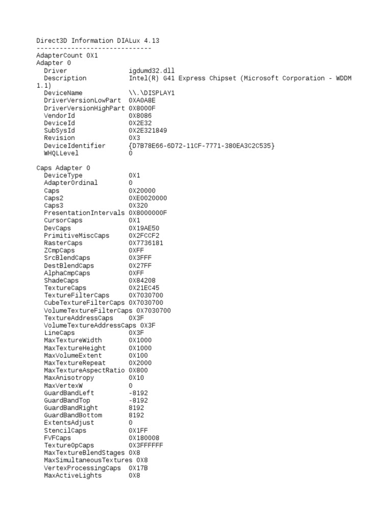 DIALux Direct3D Information | PDF | Computer Engineering | Operating System Families
