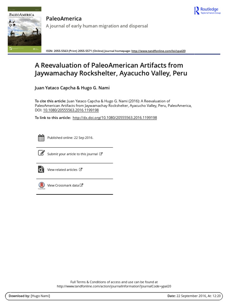 PaleoAmerica (2016) A Reevaluation of Paleoamerican Artifacts From ...
