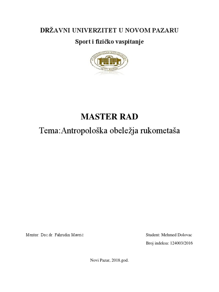 Naslovna Strana Master Rad | PDF