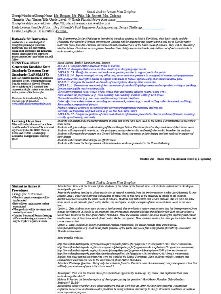 Rationale For Instruction: Social Studies Lesson Plan Template | PDF ...