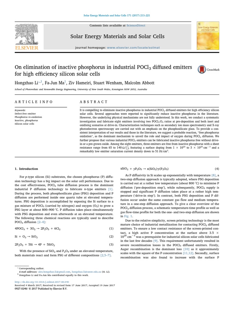Solar Energy Materials and Solar Cells: Sciencedirect | PDF | Silicon ...