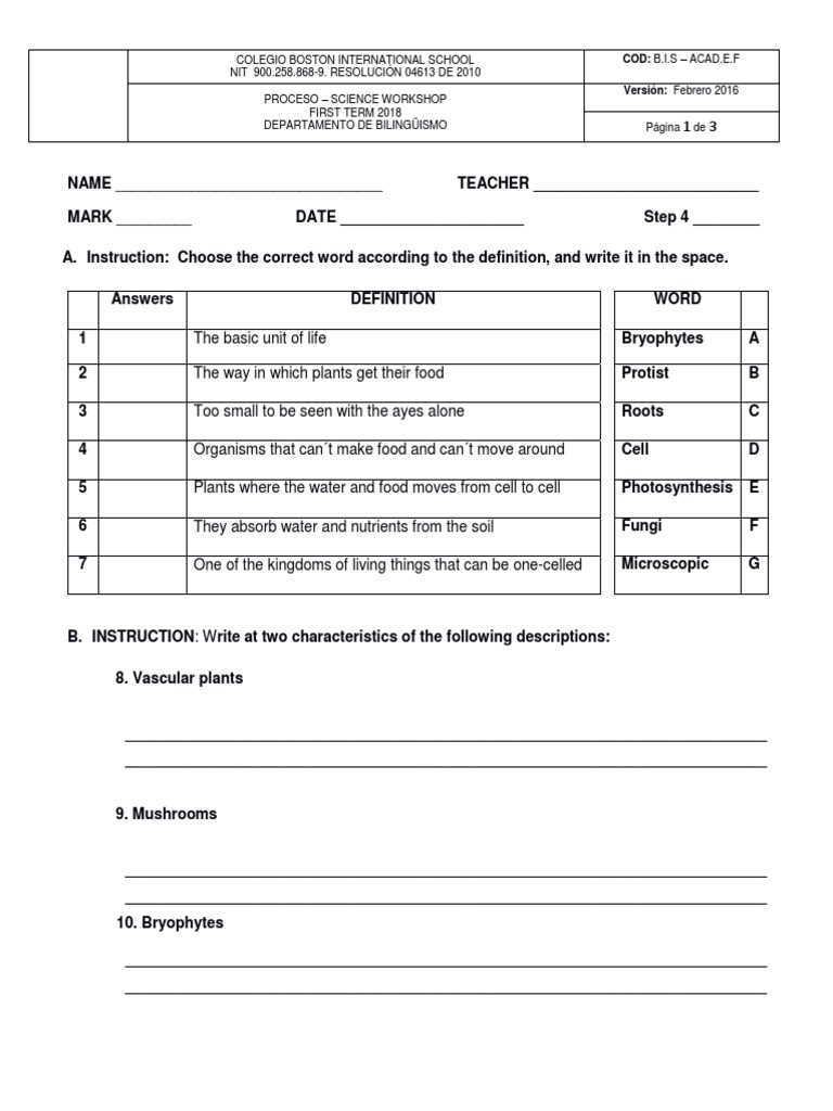Step 4 SCIENCE Workshop | PDF | Plants | Fungus