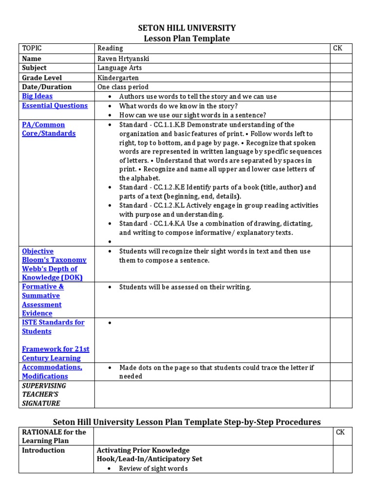 Sed 325 Lesson Plan | PDF | Lesson Plan | Education Theory
