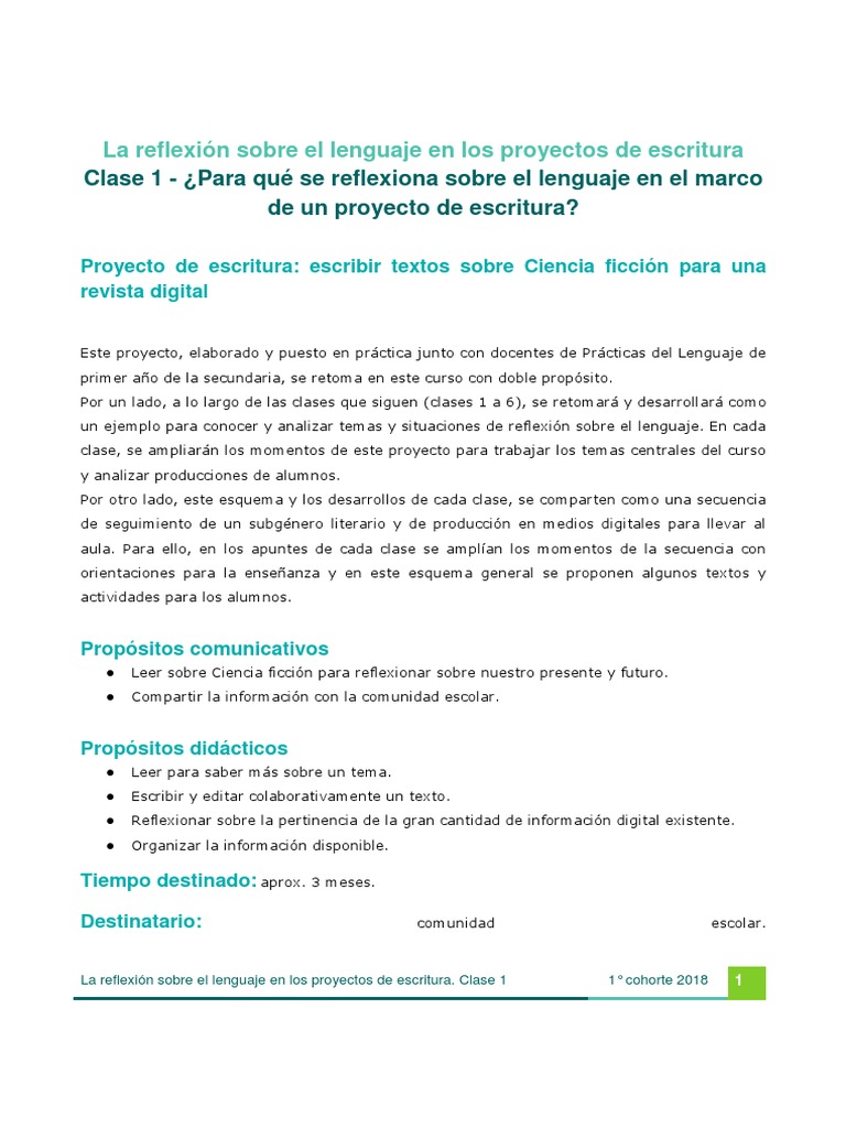 Proyecto de Escritura | PDF | Lectura (proceso) | Ciencia ficción