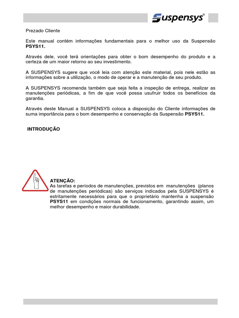 Manual Suspensys | PDF | Suspensão (veículo) | Pressão