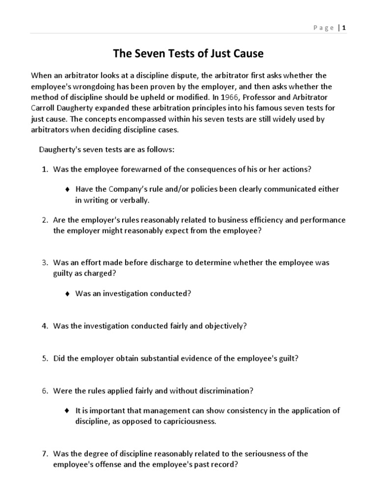 The Seven Steps of Just Cause Disciplne | Social Institutions | Society