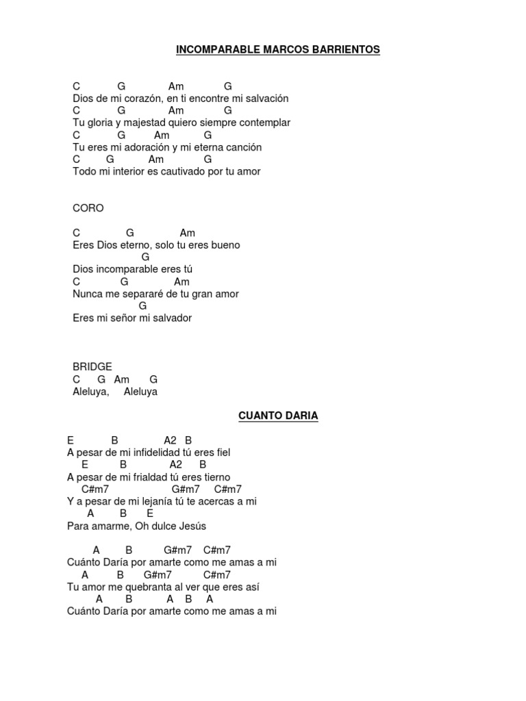 Incomparable Marcos Barrientos Acordes | PDF