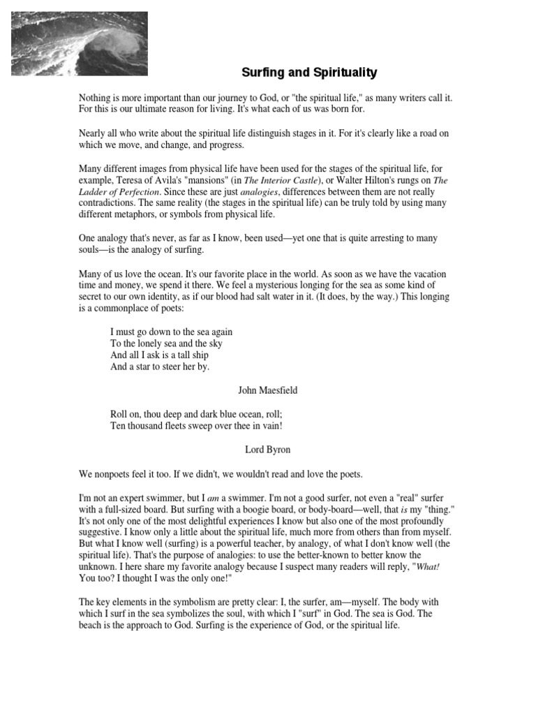 Surfing and Spirituality | PDF | Faith | Love