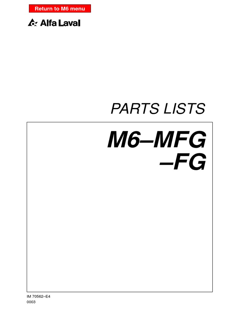 Parts Lists Alfa Laval m6 MFG | PDF | Tornillo | Metalurgia