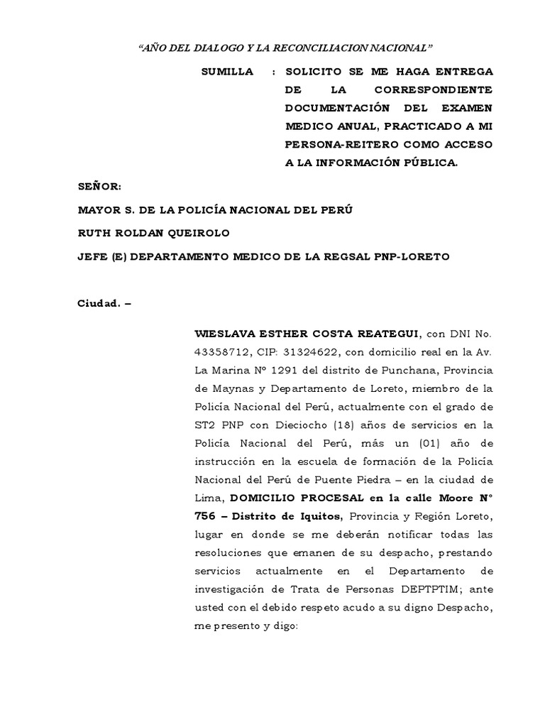 Solicitud de Informe | Perú | Policía | Prueba gratuita de 30 días | Scribd