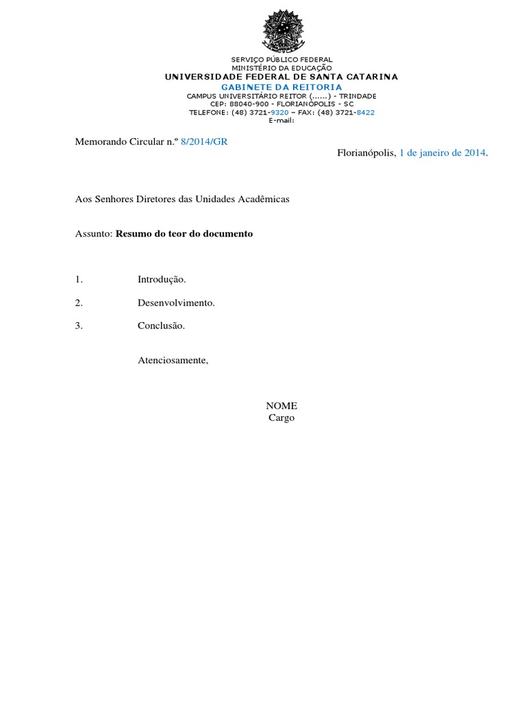 Modelo de Memorando Circular | PDF