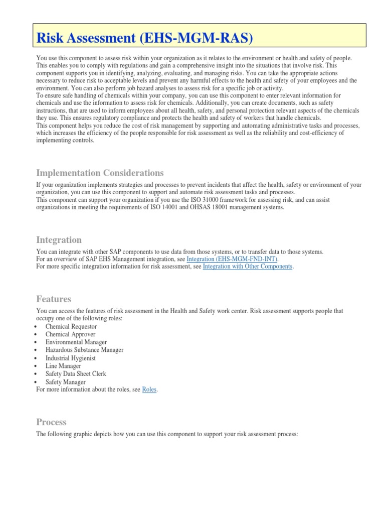 SAP EHSM - Risk Assessment - User Guide - Help Files | PDF | Risk ...
