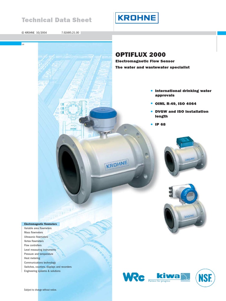 Optiflux 2000 | PDF | Flow Measurement | Wastewater
