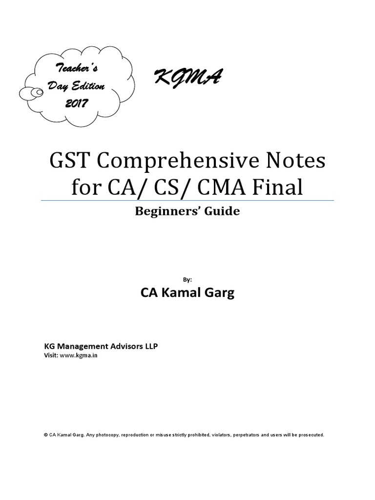 GST Comprehensive Notes For CA Cs and Cma Final | PDF