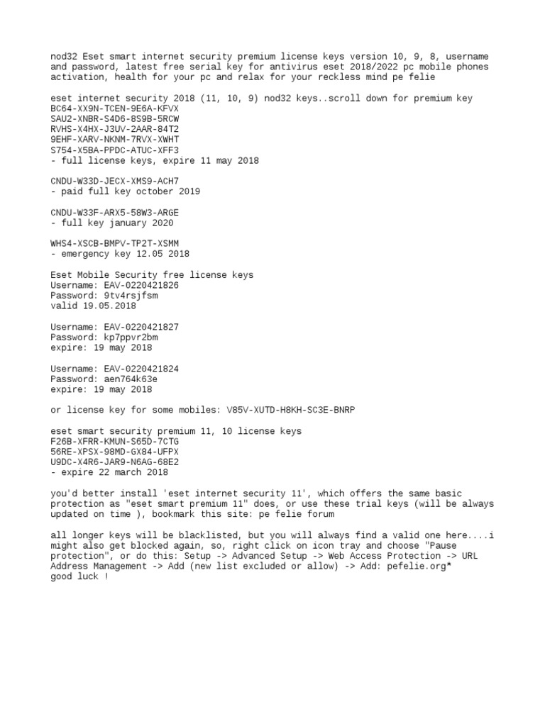 Seriales Nod32 | PDF | Games & Activities | Technology & Engineering