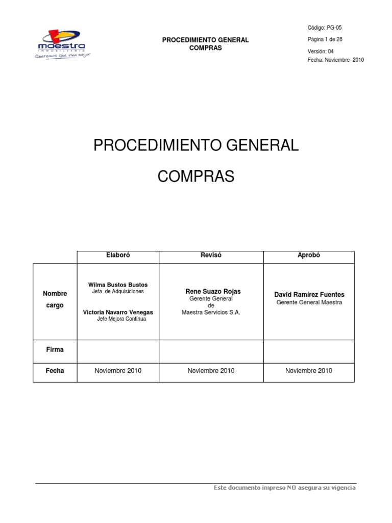 Procedimiento de Compras | Calidad (comercial) | Presupuesto | Prueba gratuita de 30 días | Scribd