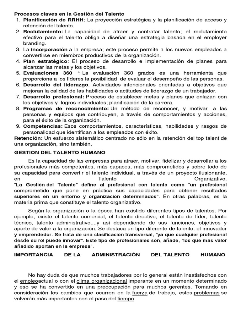 Talento Humano | PDF | Gestión del talento | Business